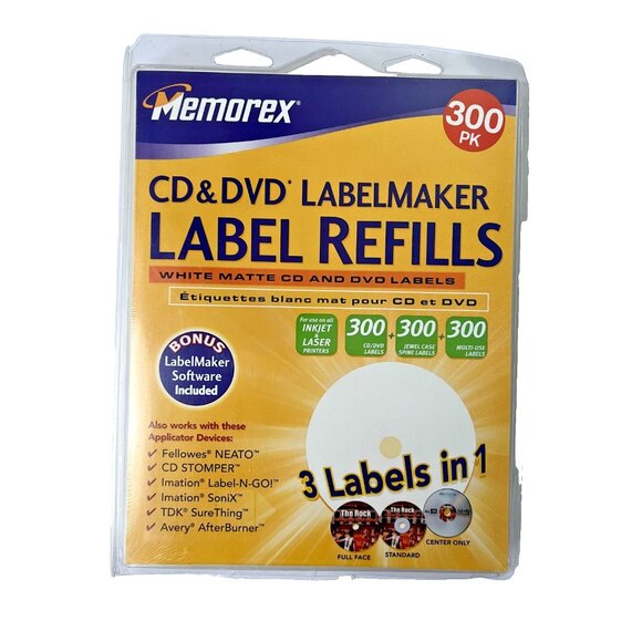 Memorex | Office | Memorex Cd Dvd Labelmaker Label Refills 30 Pack ...